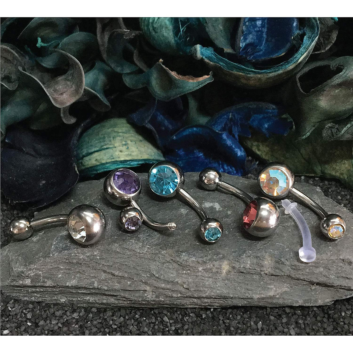 BodyJ4You 15PC PRO Body Piercing Kit Stainless Steel 14G Double CZ Belly Navel Ring Banana Bar Jewelry