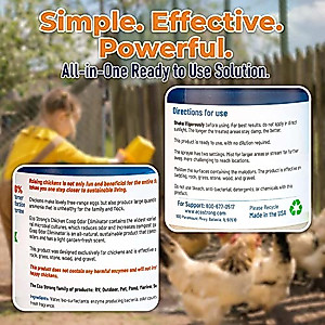 Eco Strong Chicken Coop Cleaner and Odor Eliminator, All Natural Deodorizer - Ready to Use - 128 oz w Sprayer