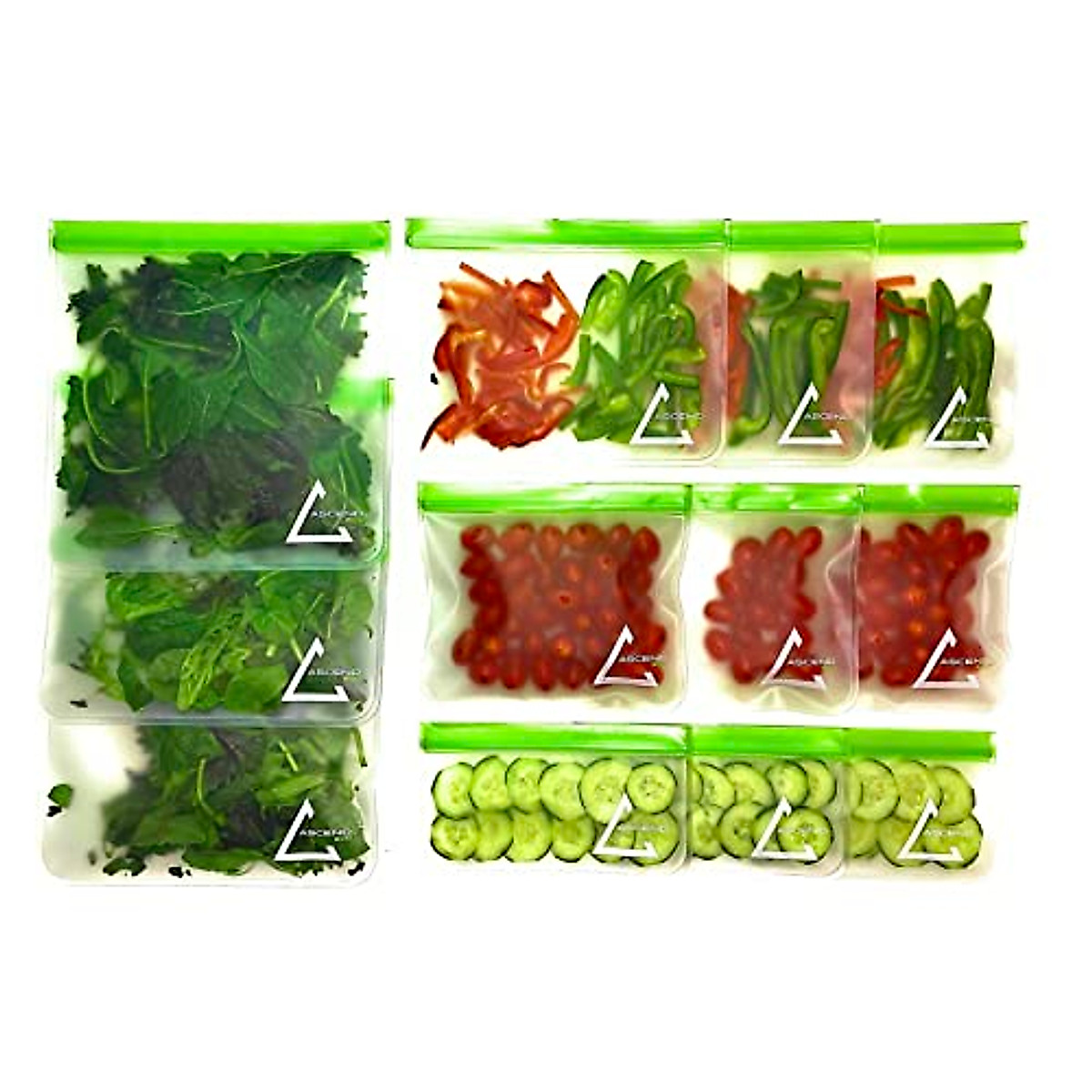 12 Pack Food Storage Bags - Durable & Reusable Food Storage Bags with Zipper Closure - BPA Free, & Leak Proof Zip Lock Bag for Sandwiches, Snacks, Gallons - Size 8.66" x 8.66" safe