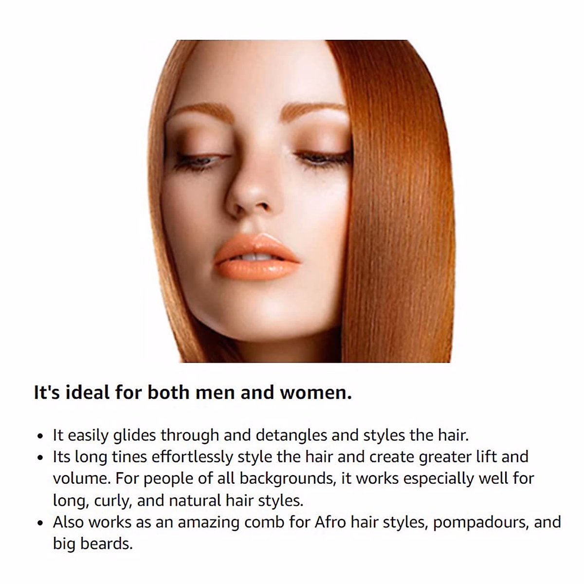 Luxxii (2 Pack) 8" Long Black Fist Metal Afro Pick Lift Hair Comb Detangle Wig Braid Hair Man Styling Comb