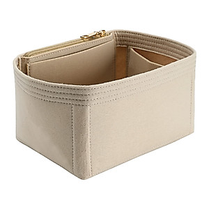 OAikor Purse Organizer Insert for Handbag Felt,Bag Shaper Insert Fit H Piction18, 6 Pockets (Beige, Small)