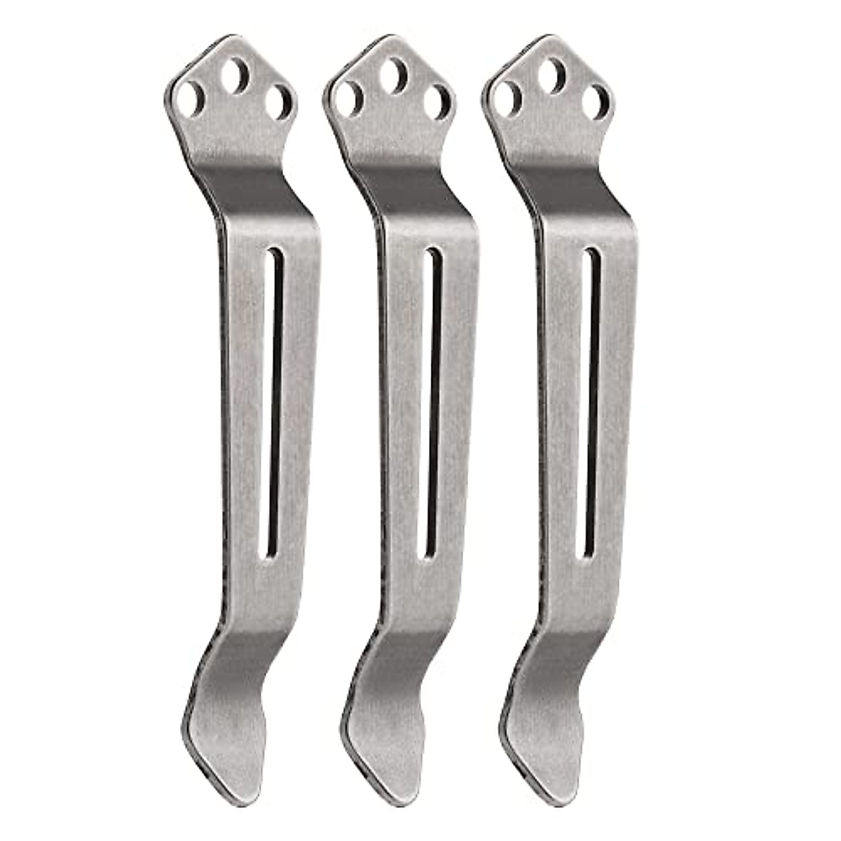 KeyUnity KA23 Deep Carry Pocket Clip, 3 Hole Pocket Clip Replacement for Knife & Multitool, Stainless Steel, Pack of 3