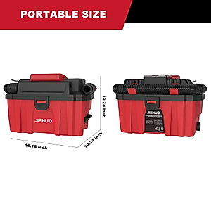 JIENUO Cordless Wet Dry Vacuum, Cordless Shop Vac 20V 2.5 Gallon, Brushless Adjustable Suction Portable Wet/Dry Vacuum Cleaner with Blower for Home, Car and Basement,4.0Ah Battery and Charger included