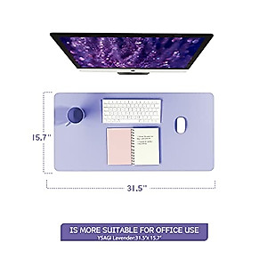 YSAGi Non-Slip Desk Pad,Mouse Pad,Waterproof PVC Leather Desk Table Protector,Ultra Thin Large Desk Blotter, Easy Clean Laptop Desk Writing Mat for Office Work/Home/Decor(Lavender, 31.5" x 15.7")