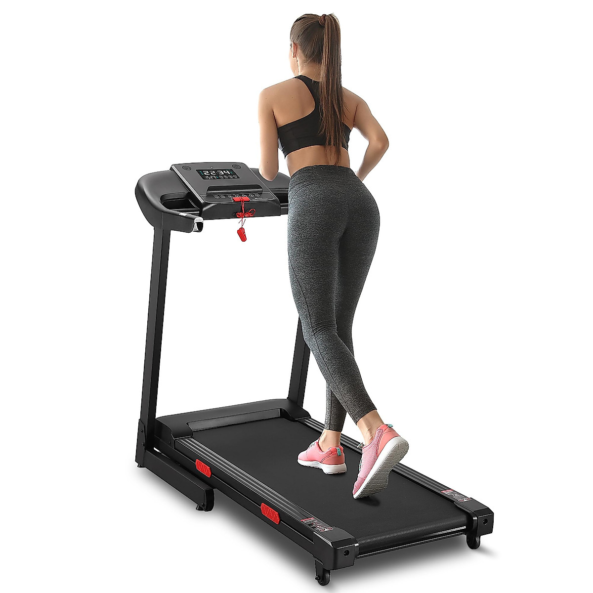 Treadmill with 15% Auto Incline 17.5'' Foldable Treadmill with Bluetooth Speaker Control Treadmill with Incline 5 Pre-Set Training Programs LCD Monitor 8.5 MPH Treadmills for Home Office Gym Use