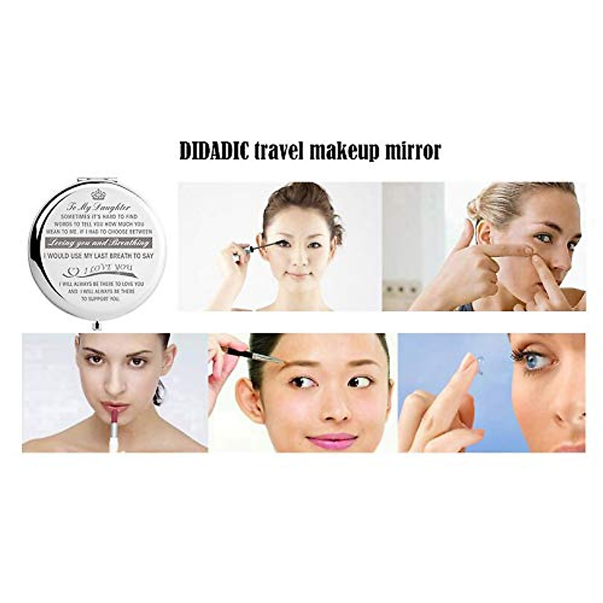 DIDADIC Daughter Gifts from Mom, Graduation Gifts for Her, Mothers Day Present for Daughter, Engraved Pocket Mirror