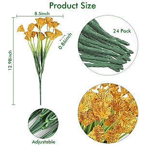 JEMONG 24 Bundles Artificial Flowers Outdoor UV Resistant Fake Flowers No Fade Faux Plastic Plants Garden Porch Window Box Decorating(Fushia)