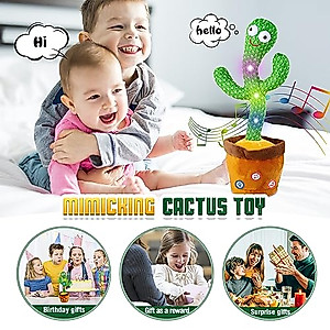 Baby Toys Talking Cactus Toy Dancing Singing Mimicking Recording Moving Educational with 120 English Songs 6-12 Months Old Toddler Boy Girl Newborn Christmas Birthday Light Up Plush Sensory Gifts