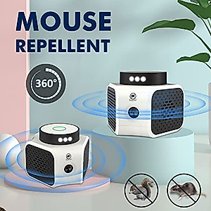 Diaotec Mice Repellent Plug-in Rodent Repellent Ultrasonic Squirrel Repellent with LED Strobe Lights, Emits Ultrasonic Waves to Stop Mice Invading Your Home (Black White-2)