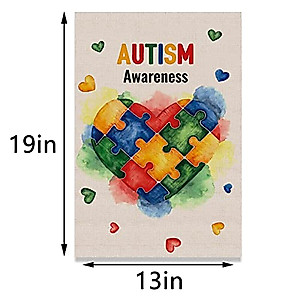 Autism Awareness Garden Flag Puzzle Piece Heart Inspirational Support Vertical Double Sized Yard Outdoor Decoration
