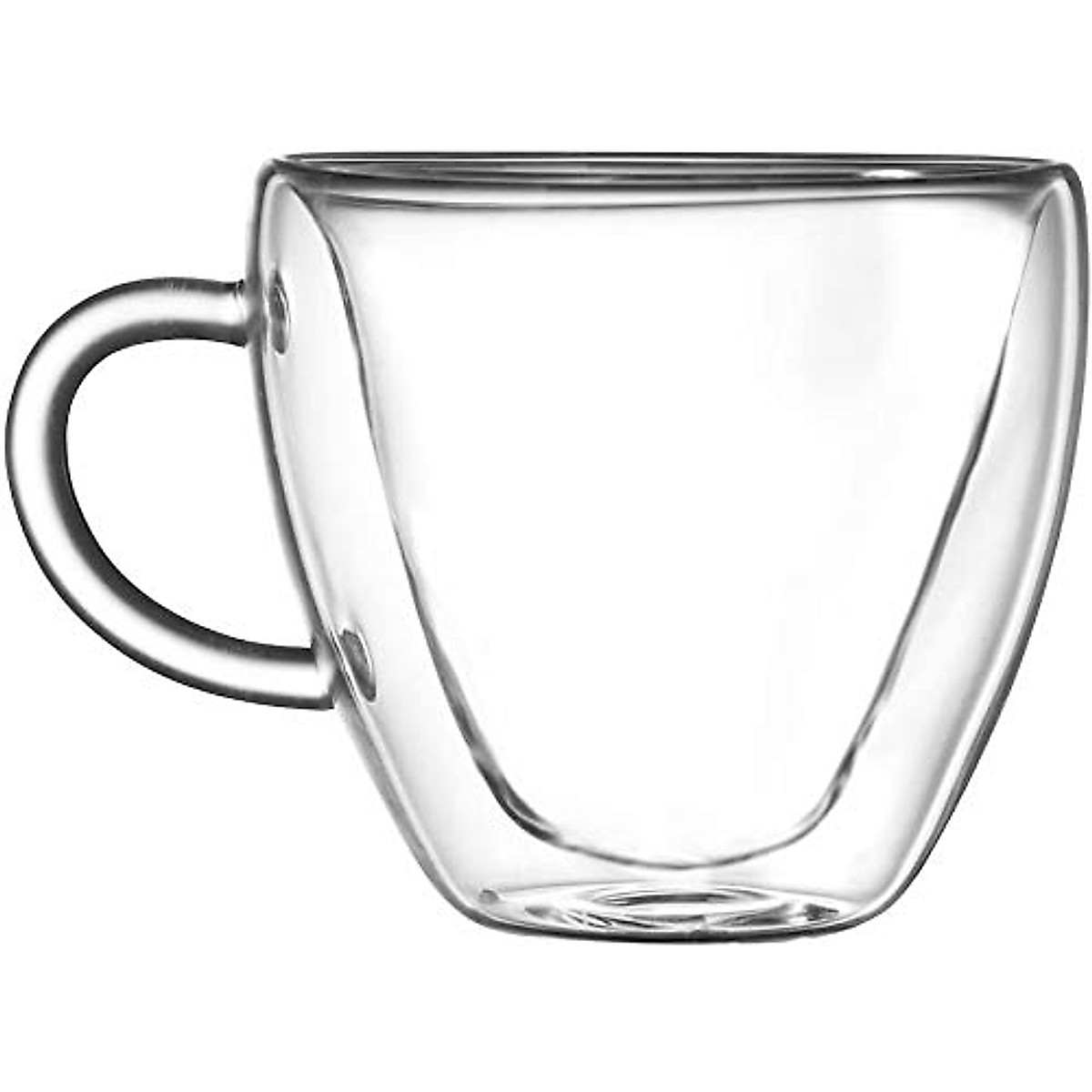 EASICOZI Heart Shaped Double Walled Insulated Glass Coffee Mugs or Aesthetic Tea Cups, Double Wall Glass 8 oz, Clear