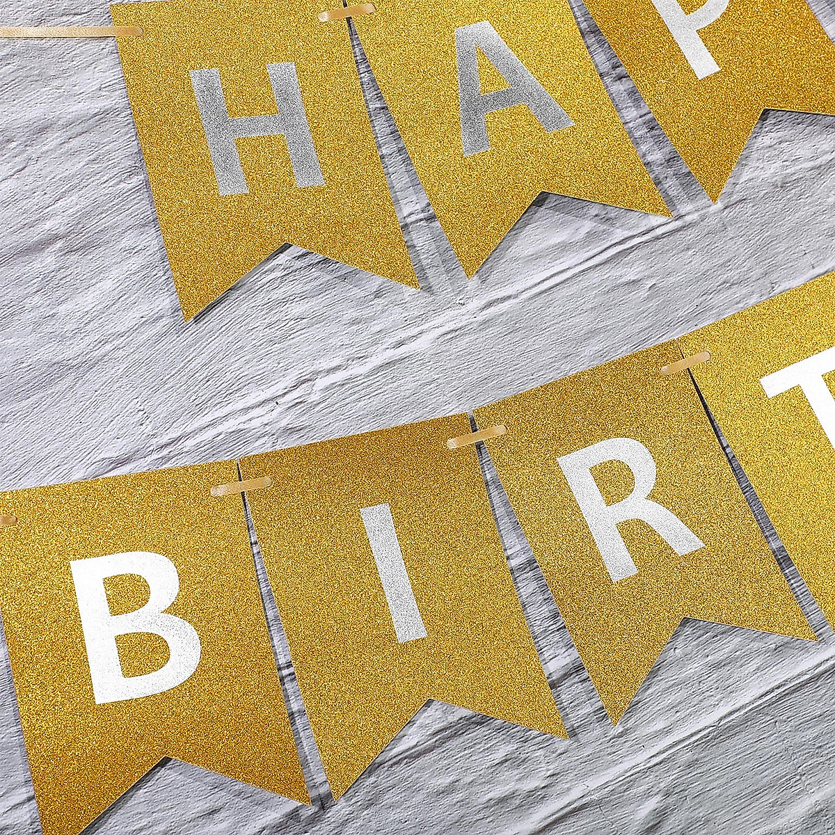 Happy Birthday Banner with Shiny Letters Glitter Happy Birthday Banner Shiny Birthday Hanging Signs Birthday Party Supplies (Gold)