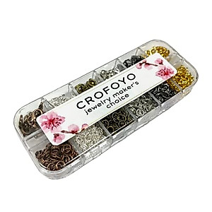 CROFOYO 6 Colors 930 pcs Jewelry Findings Kit Nickel-Free with 12mm Lobster Clasps and 5mm Open Jump Rings for DIY Craft Necklace Bracelet Jewelry Making