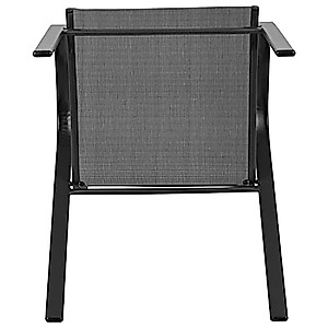 EMMA + OLIVER 4 Pack Black Outdoor Stack Chair with Flex Comfort Material - Patio Stack Chair