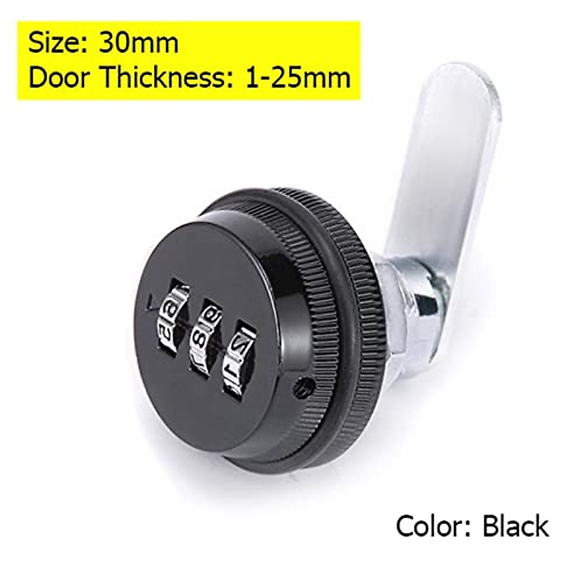 Combination Cabinet Lock Black Silver Zinc Alloy Password Locks Security Home Automation Cam Lock for Mailbox Cabinet Door 1Pcs (Color : Black 30mm)