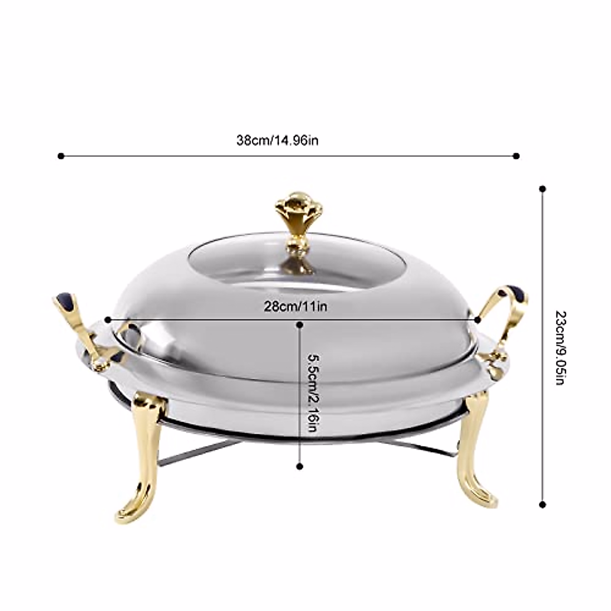 KOLHGNSE Chafing Dish Buffet Set, Round Stainless Steel Chafer, Buffet Servers and Warmers Set Warming Tray with Glass Window for Wedding, Parties, Banquet, Events