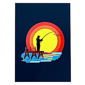 iGifts And Cards Fisherman 3D Pop Up Greeting Card - Happy Birthday Dad, Gone Fishing Retirement, Fathers Day Fishing, Thank You Fisherman, Get Well Grandpa, Son, Friend - 5x7