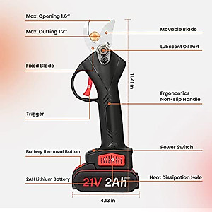 Anbull Electric Pruning Shears, Professional Cordless Electric Pruning Shears Pruner with 2PCS Backup Rechargeable 2Ah Lithium Battery Powered Tree Branch Pruner - 1.2inch (30mm) Cutting Diameter