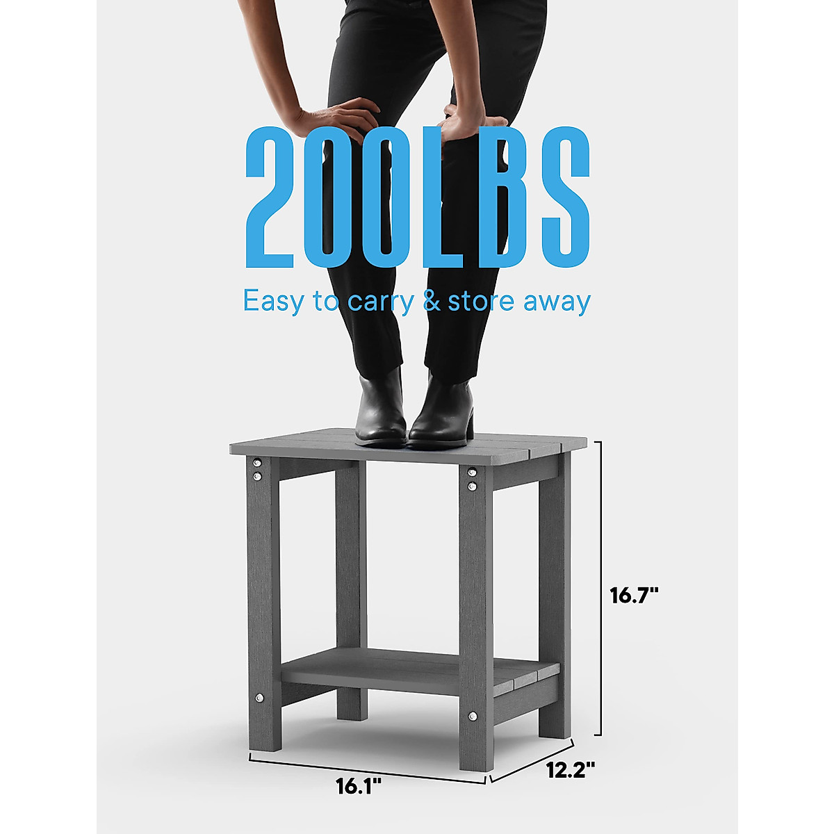 MXIMU Outside Adirondack Square Side Table, Weather Resistant Patio Table, Outdoor End Tables for Backyard, Pool, Indoor Companion, Front Porch