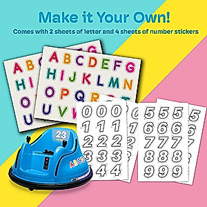 Kidzone 12V 2-Speeds Electric Ride On Bumper Car for Kids & Toddlers 1.5-5 Years Old, DIY Sticker Baby Bumping Toy Gifts W/Remote Control, LED Lights, Bluetooth & 360 Degree Spin, ASTM Certified