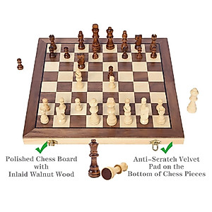 Jaeraph Chess Sets, Wooden Chess Board, Chess Sets for Adults, Magnetic Chess Set, Travel Chess Set, Folding Chess Board Set, Chess Sets for Adults and Kids, Wooden Ajedrez Board Game
