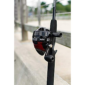 Zebco 404 Spincast Reel and Fishing Rod Combo, 5'6" 2-Piece Durable Fiberglass Rod with EVA Handle, Quickset Anti-Reverse Reel with Built-in Bite Alert, 28-Piece Tackle Pack,Black/Red