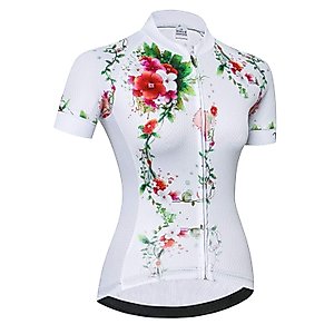 JPOJPO Women 's Cycling Jersey Women Bike Jersey Summer Bicycle Clothing Pro MTB Road Girl Cycling Shirts Tops Quick Dry, Breathable, Cd5806, M for Chest32-34