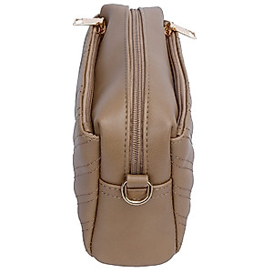 KKXIU Triple Zip Lightweight Small Crossbody Bags for Women Quilted Shoulder Purses and Handbags (A-Khaki)