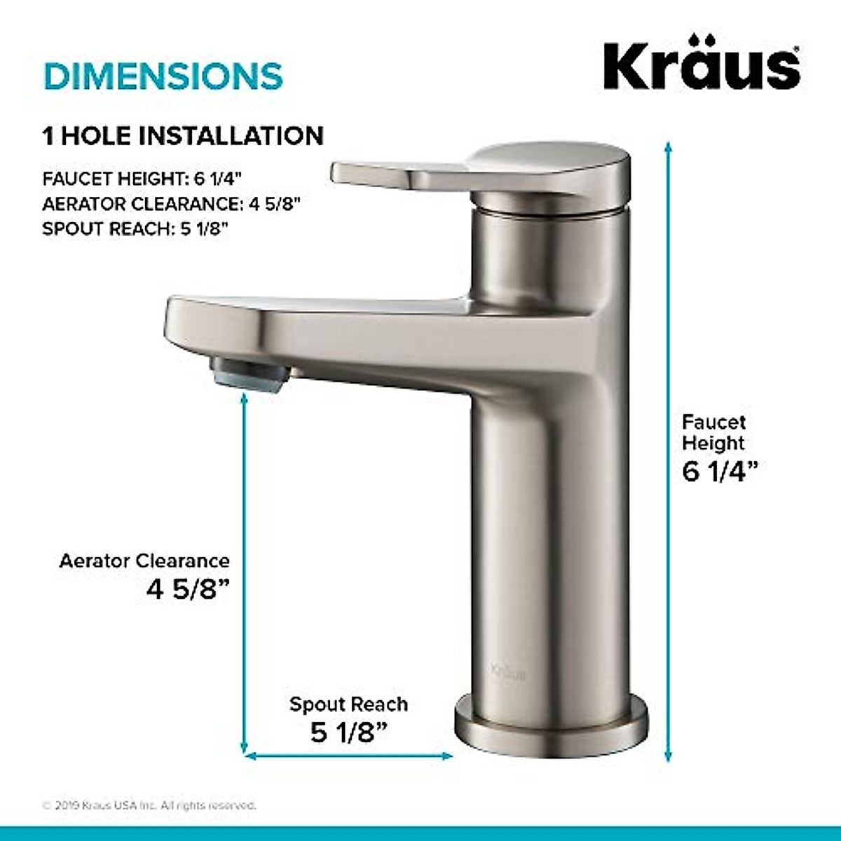 KRAUS Indy Single Handle Basin Bathroom Faucet in Spot Free Stainless Steel, KBF-1401SFS