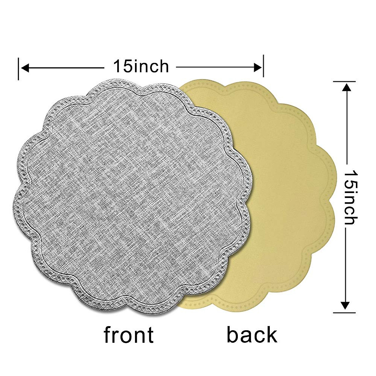 Kreatur Round Waterproof Placemats for Dining Table Set of 6,Modern PU Leather Washable Table Mats Non-Slip Easy to Clean for Home Kitchen Decor