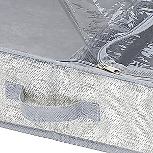 InterDesign 05343EU Aldo Fabric Under Bed Dual Compartment Shoe Organizer Box for Bedroom Storage 36" x 21" x 5" Gray