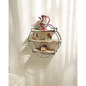 TFER Black Floating Shelves Wall Mounted Hanging Shelf Rustic Farmhouse Shelves for Wall Decor,Storage | Metal Bracket and Reclaimed Natural Wood Shelf for Living Room,Bedroom,Bathroom,Kitchen