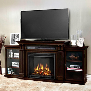 Real Flame Calie Electric Media Fireplace, Large, Dark Walnut