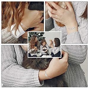 Ashleymade 3PCS Personalized Name Heart Bracelet Best Friend Bracelet for 3 Sister Jewelry Link Chain Gift Friendship Adjustable Custom Names Engraved Love Bracelets for Women (3PCS)