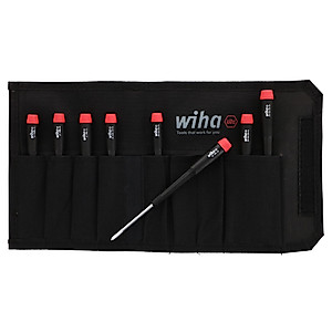 Wiha 26199 Slotted and Phillips Screwdriver Set in Rugged Canvas Pouch, 8 Piece