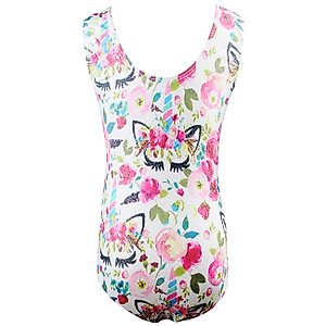 TENVDA Gymnastics Leotards for Girls with Dance Shorts 6-7 Years Old Purple Sparkly Unicorn Printed USA Kids Long Sleeve One-Piece Athletic Bodysuit Tumbling Outfit