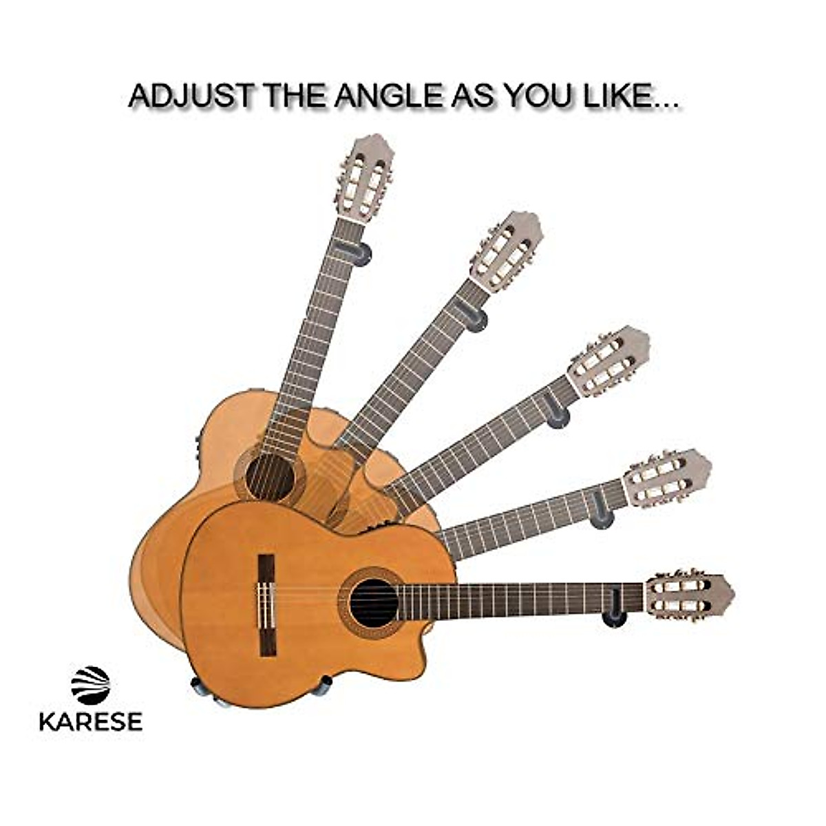 Horizontal Guitar Wall Mount with Guitar Strap and Pick, Padded Wall Hanger Hooks for Electric, Acoustic Guitars, Bass or Mandolin