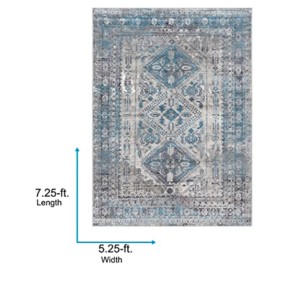 Livabliss Desta Vintage Oriental Area Rug,5'3" x 7'3",Blue/Grey