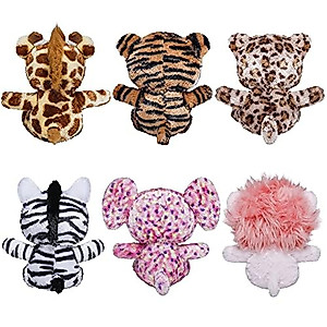 Nleio 7inch Stuffed Animals Forest Plush Toys, 6 Pieces Super Soft Jungle Animal Stuffed Toys Lion/Giraffe/Elephant/Tiger/Zebra/Leopard Safari Plush Animals for Babies Kids Toys Party Decorations