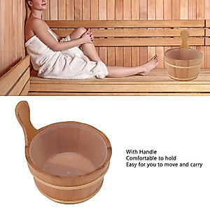 Jeffergarden 4L Wooden Pail Sauna Bucket, Sauna Bucket with Ladle Sauna Bucket and Ladle Set Wooden Hot Tub Barrel Steam Room Water Bucket with Plastic Liner Sauna Spa Accessory