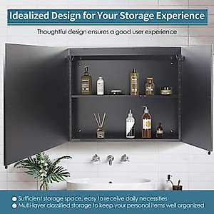 Movo Lighted Medicine Cabinet with Mirror,30 inch X 26 inch Wall Mounted LED Bathroom Medicine Cabinet Mirror with Lights and Storage,Anti-Fog,Dimmable,3000K-6500K Color Temper Change