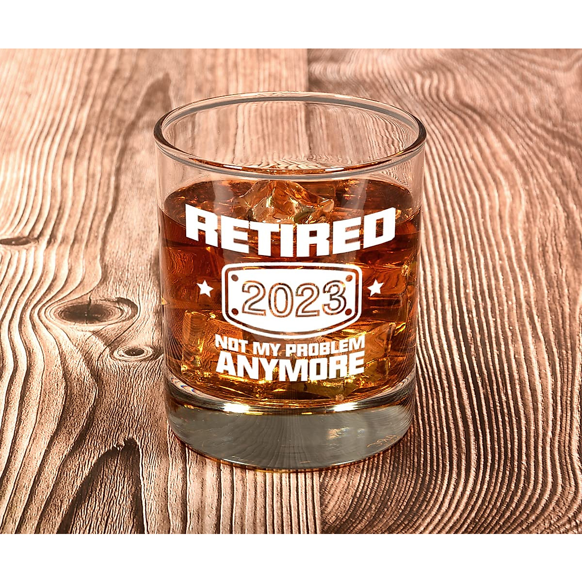 2023 Retirement Gifts for Men, Funny Retired 2023 Not My Problem Any More Whiskey Glass Gift, Happy Retirement Gifts for Office Coworkers, Boss, Dad, Husband, Brother, Friends