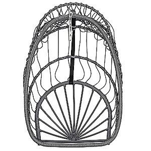Yechen Indoor Outdoor Egg Hanging Chair with Stand, Patio Wicker Swing Egg Chair Indoor Swinging Chair Outdoor Hammock Egg Chair 350lbs Capacity for Patio Bedroom Balcony, Charcoal Grey (EG-001)