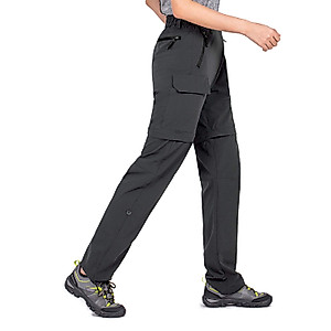 Wespornow Women's-Hiking-Pants Convertible-Zip-Off-Quick-Dry-Pants for Cargo, Camping, Travel, Outdoor, Fishing, Safari (Grey, Large)