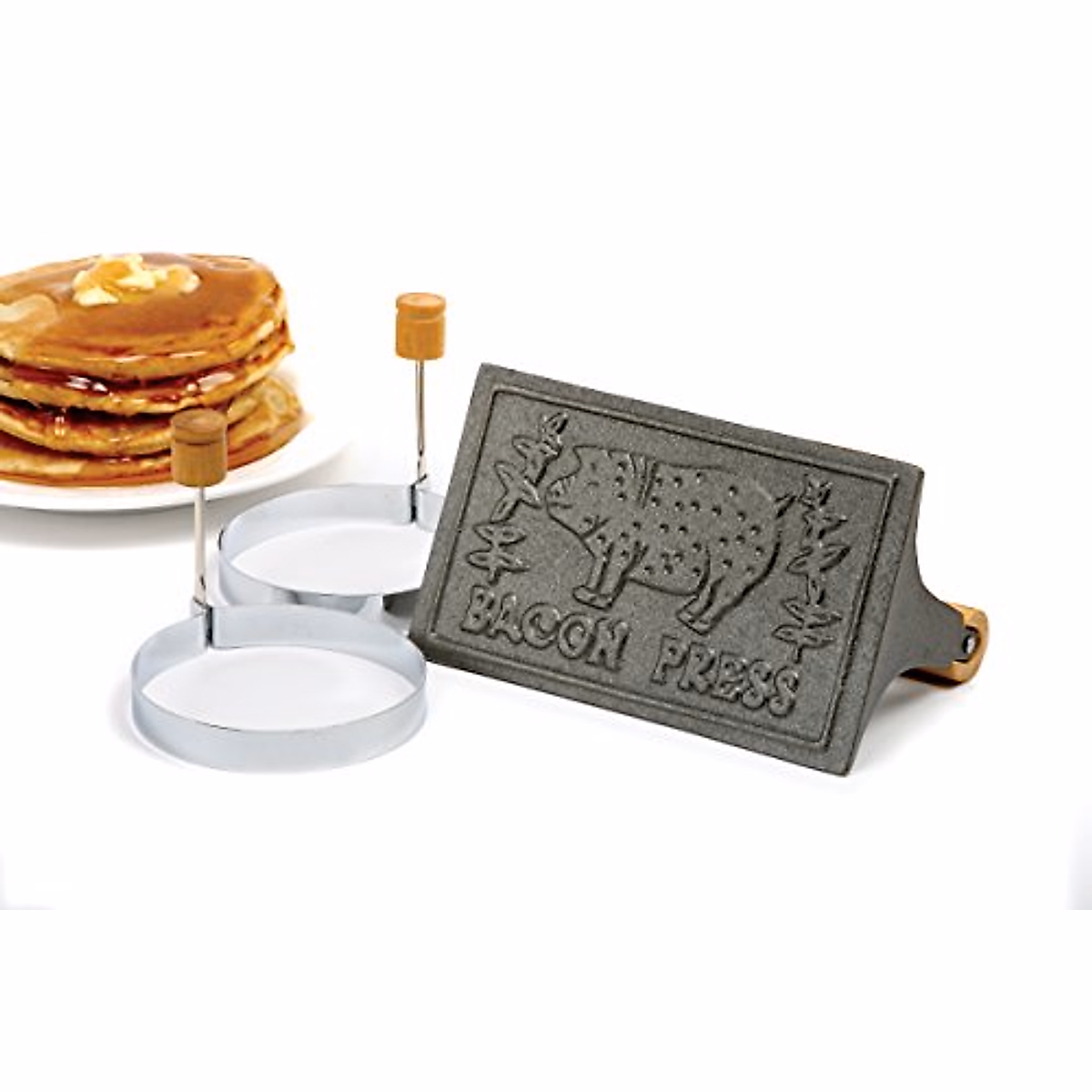 Norpro Cast Iron Bacon Press with Egg Ring Set