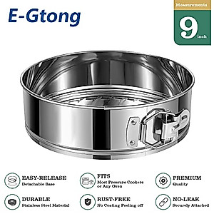 E-Gtong 9 Inch Springform Cake Pan, Stainless Steel Springform Pans, Leakproof & Nonstick Cheesecake Pan with Removable Bottom, Round Spring Form Cake Pan For Baking