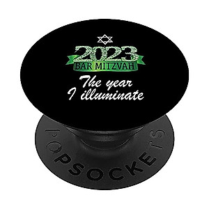 2023 Bar Mitzvah Quote Festive Black Green Decor PopSockets Standard PopGrip