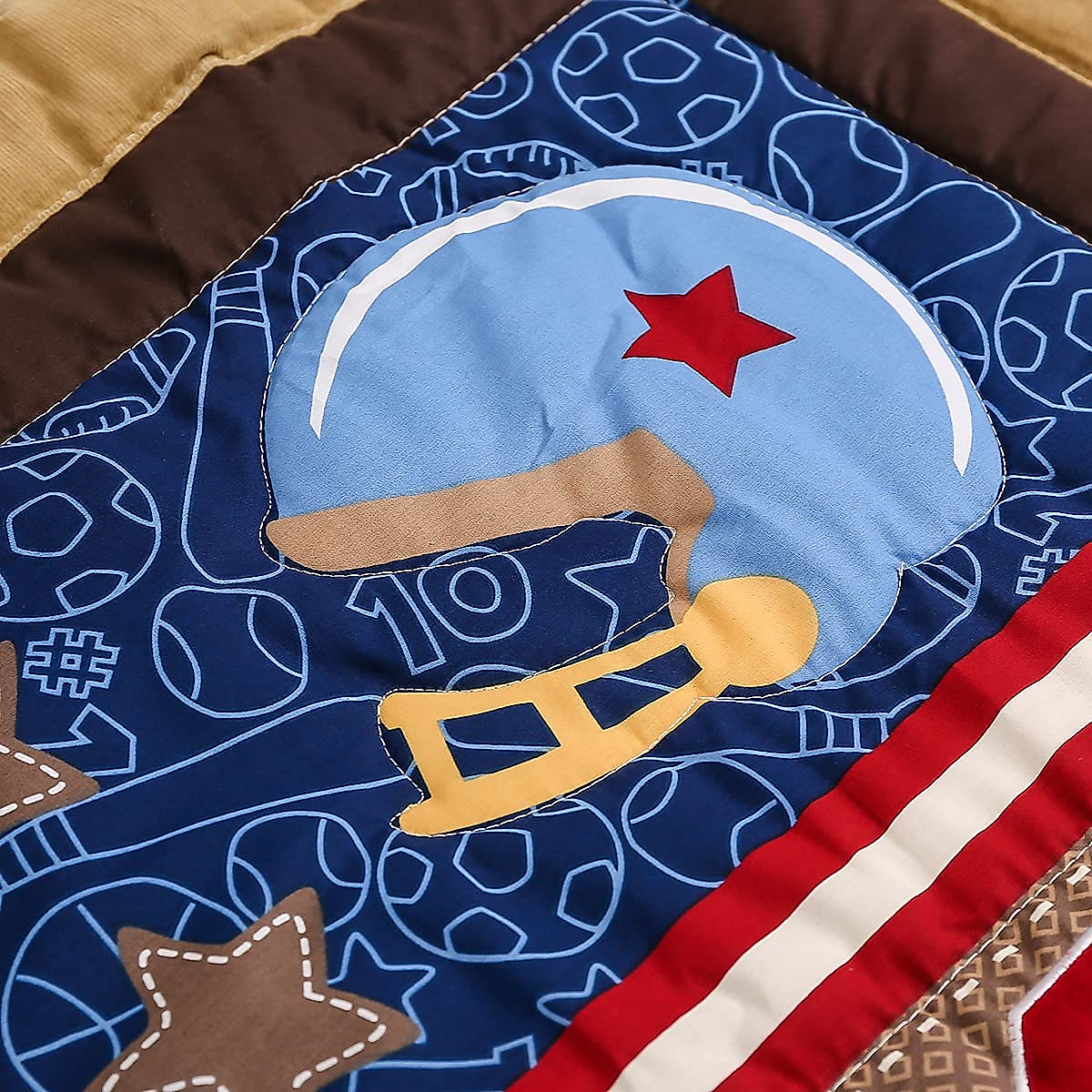 Brandream Crib Bedding Sets for Boys Happy Friends and Family Time - Sport Bedding Set | 3-Piece Nursery Set | Baby Quilt, Fitted Crib Sheet, Crib Skirt Included