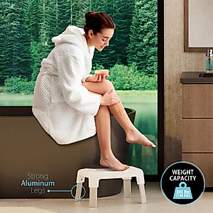 Better Living Products Smart Multi-Purpose Bathroom/Shower Stool, White with Aluminum Legs