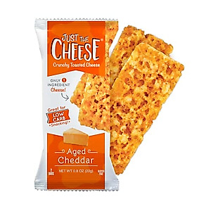 Just the Cheese Bars, Low Carb Snack - Baked Keto Snack, High Protein, Gluten Free, Low Carb Cheese Crisps - 0.8 Ounces (Pack of 10) (Aged Cheddar)